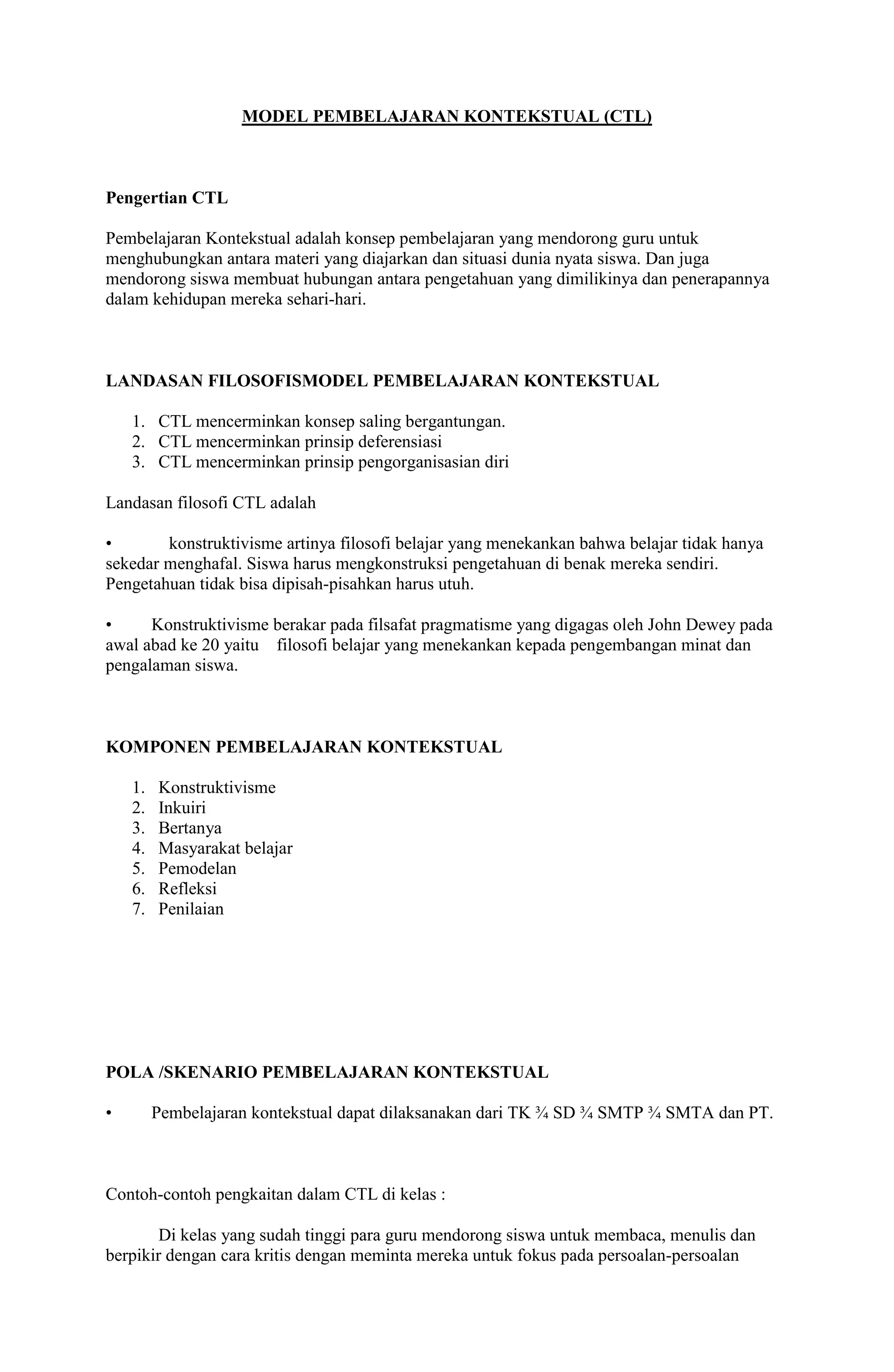 Model pembelajaran kontekstual | DOCX