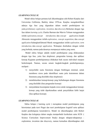 Model pembelajaran lc 3 e, 4e, 5e, 6e, dan 7e | DOCX