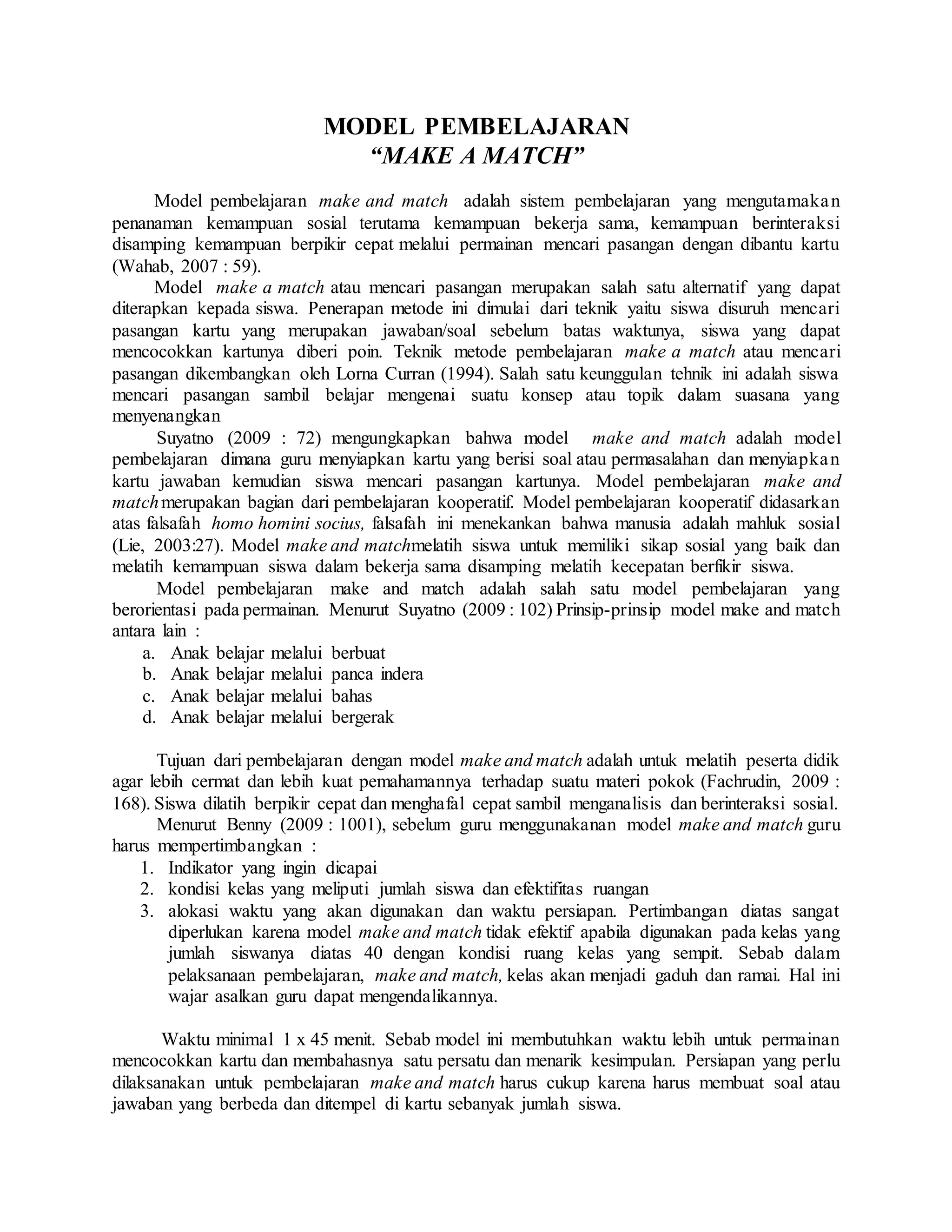 Model pembelajaran make a match | PDF