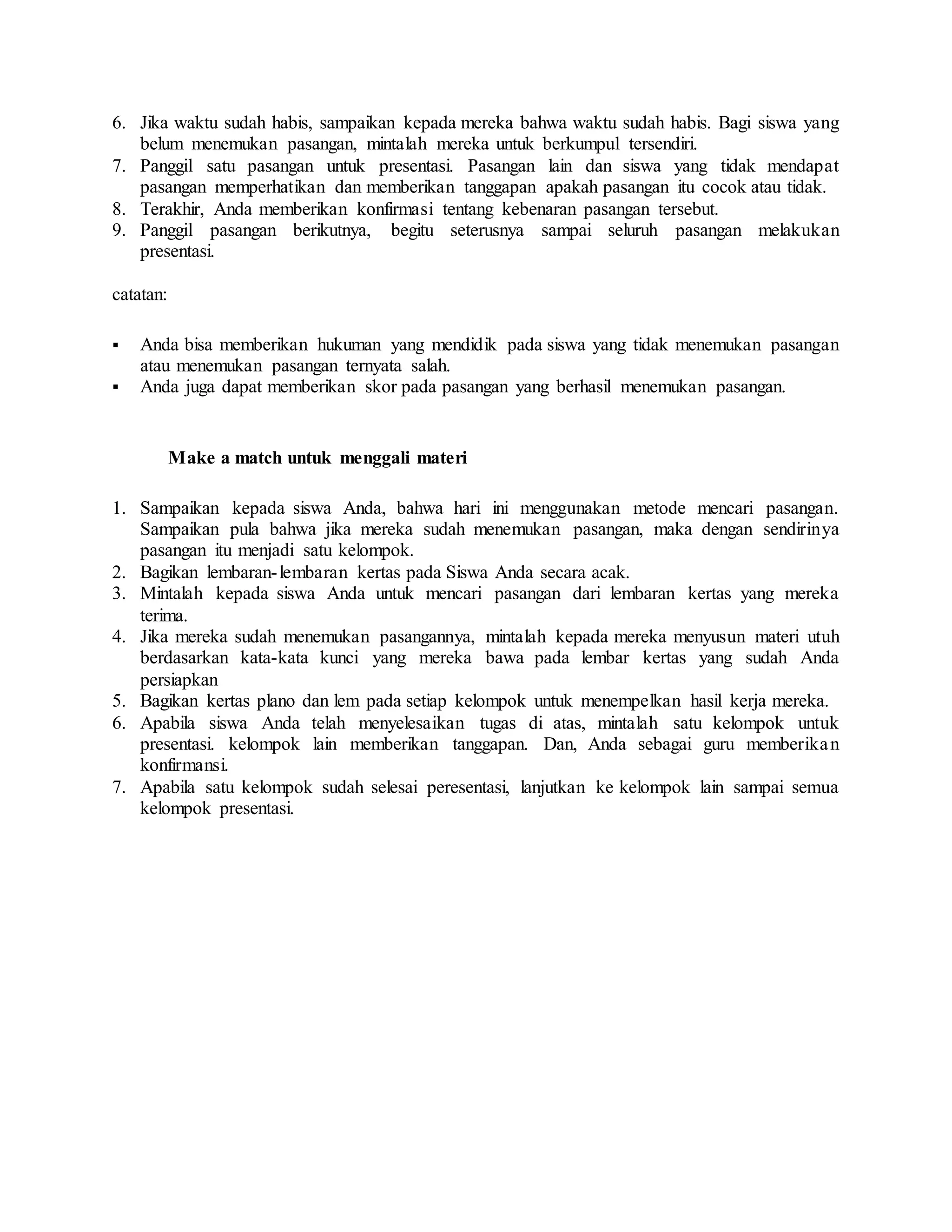 Model pembelajaran make a match | PDF