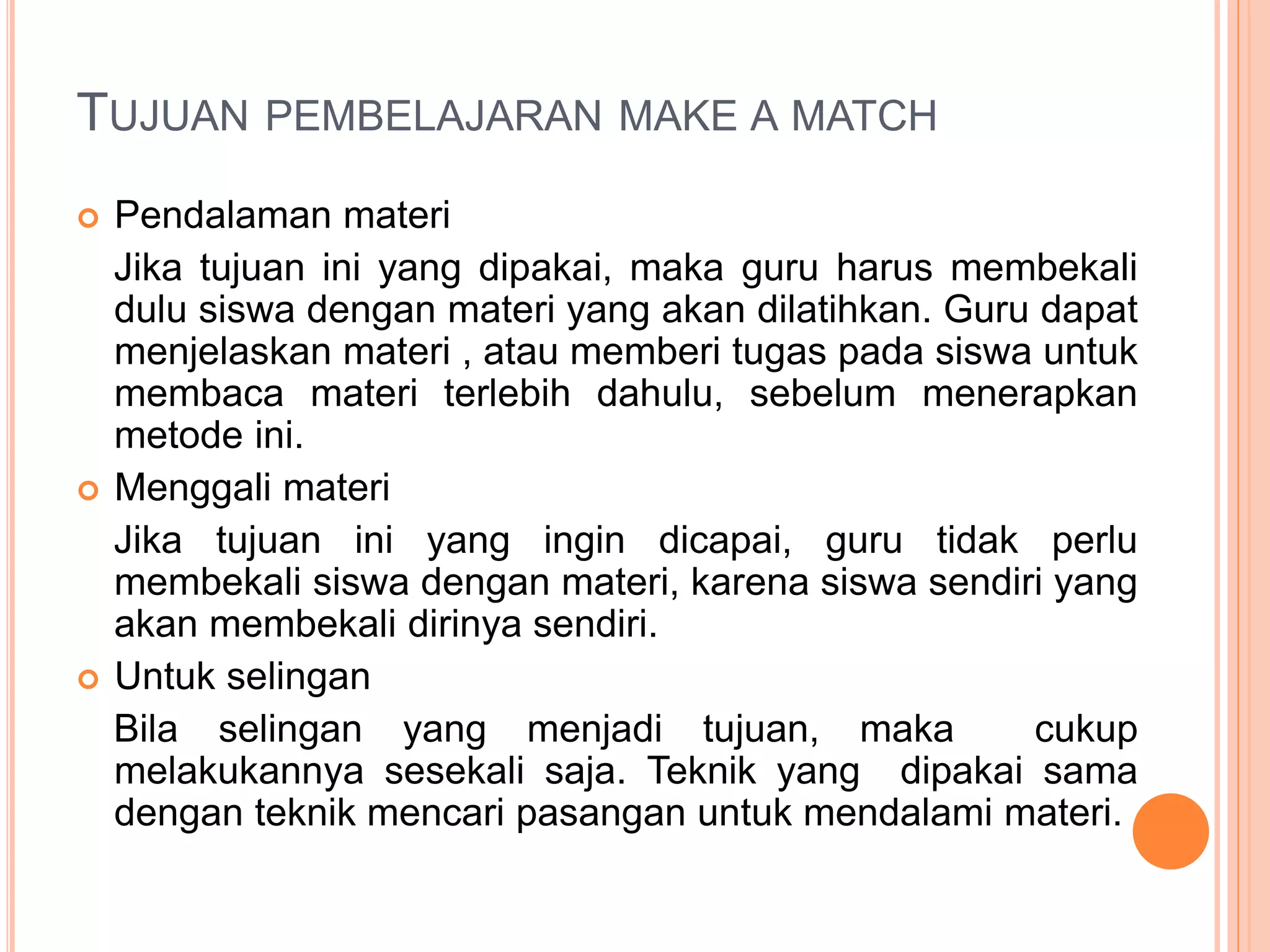 Model pembelajaran make a match | PPTX