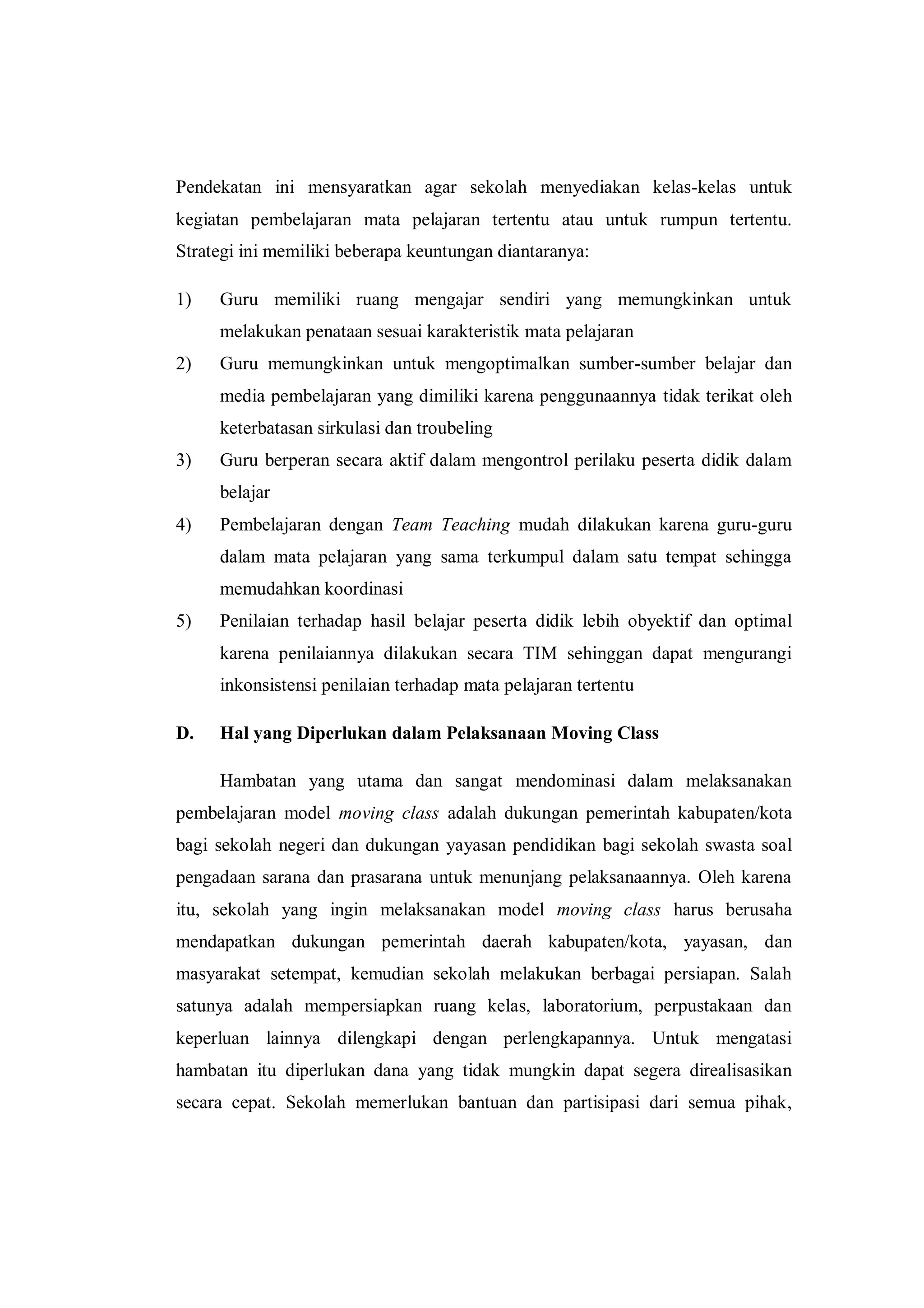 Model pembelajaran moving class di sekolah | PDF