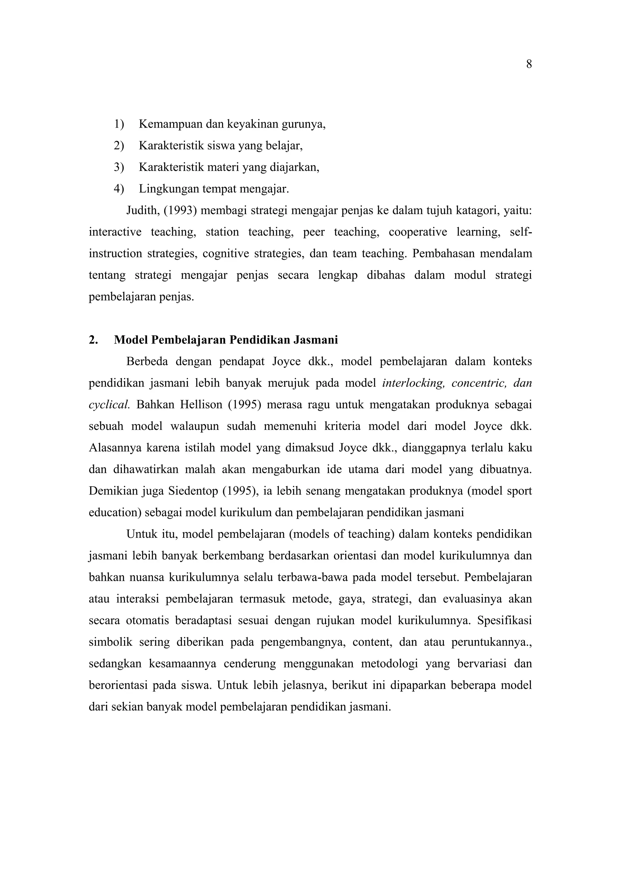 Model pembelajaran pendidikan_jasmani | PDF