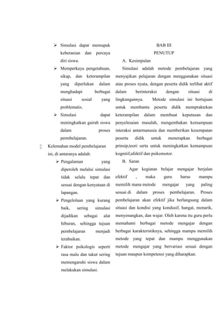 Model pembelajaran simulasi | PDF