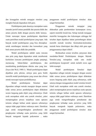 Model pembelajaran simulasi | PDF
