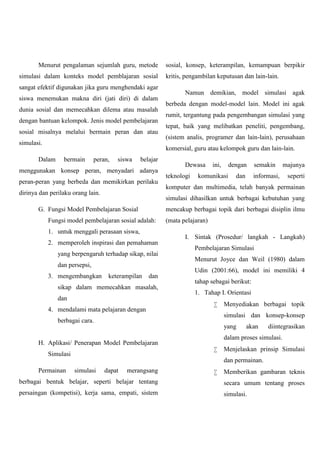 Model pembelajaran simulasi | PDF