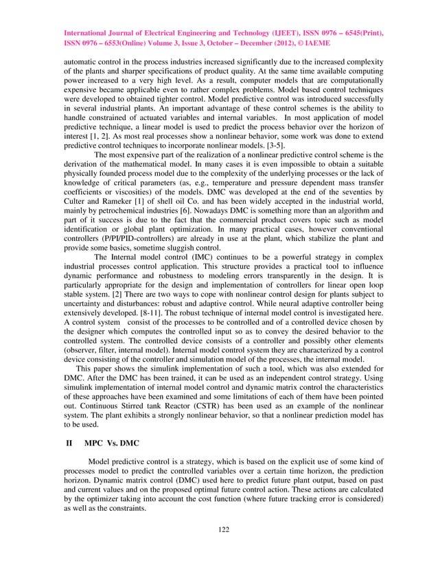 Model predictive control techniques for cstr using matlab | PDF