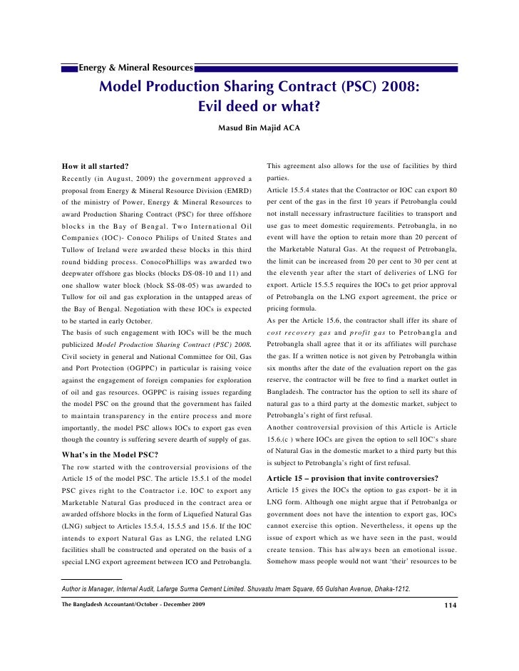 Model Production Sharing Contract 2008