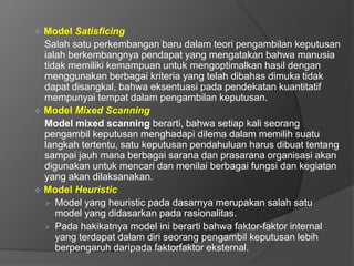 Model dan Proses pengambilan keputusan pertemuan ke 10 | PPT