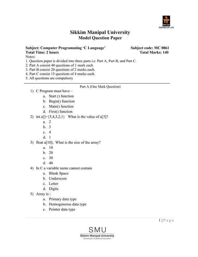 Model question paper_mc0061 | PDF