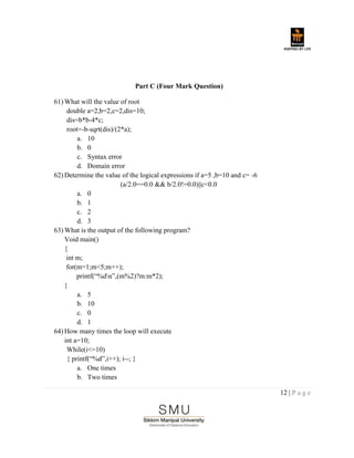 Model question paper_mc0061 | PDF