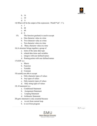 Model question paper_mc0061 | PDF