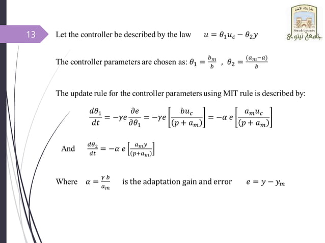 Model Reference Adaptive Control.ppt | Physics | Science