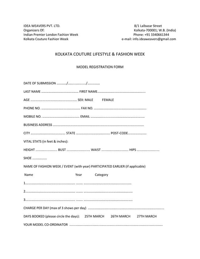 Model registration form | PDF