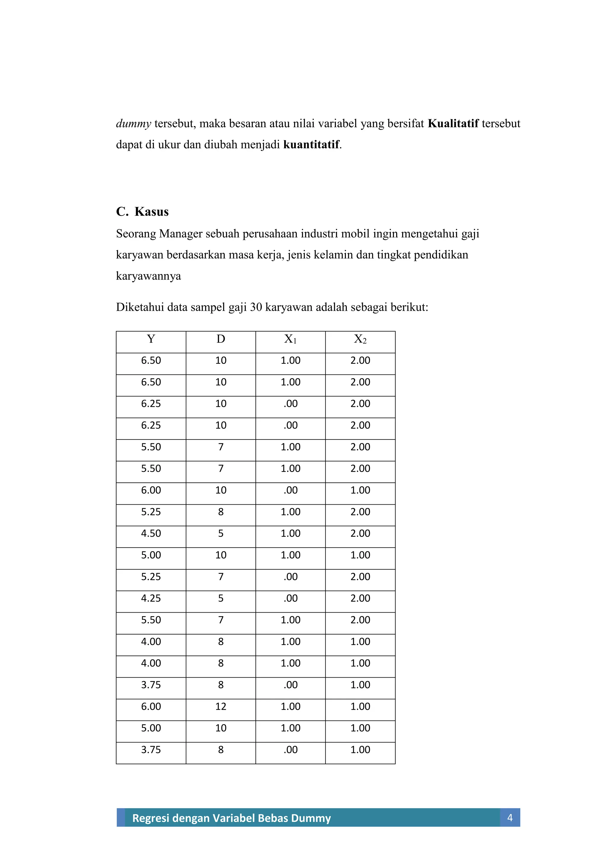 Model regresi dengan variabel bebas dummy | PDF