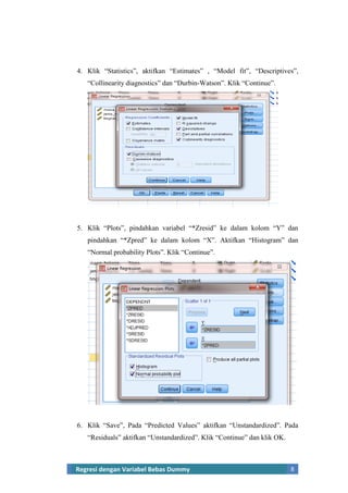 Model regresi dengan variabel bebas dummy | PDF