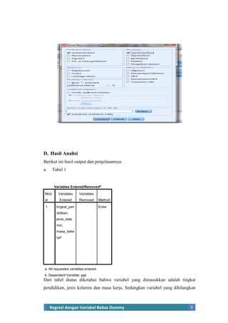Model regresi dengan variabel bebas dummy | PDF