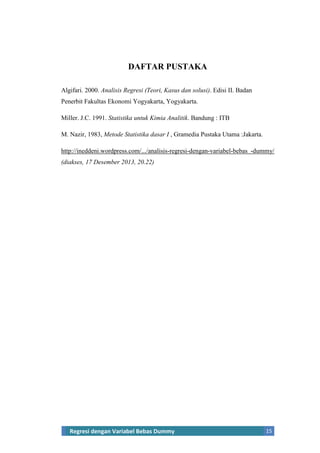 Model regresi dengan variabel bebas dummy | PDF