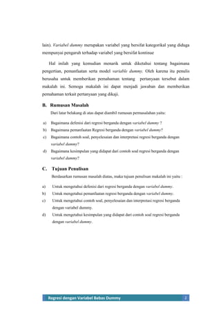 Model regresi dengan variabel bebas dummy | PDF