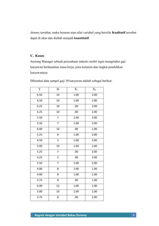 Model regresi dengan variabel bebas dummy | PDF