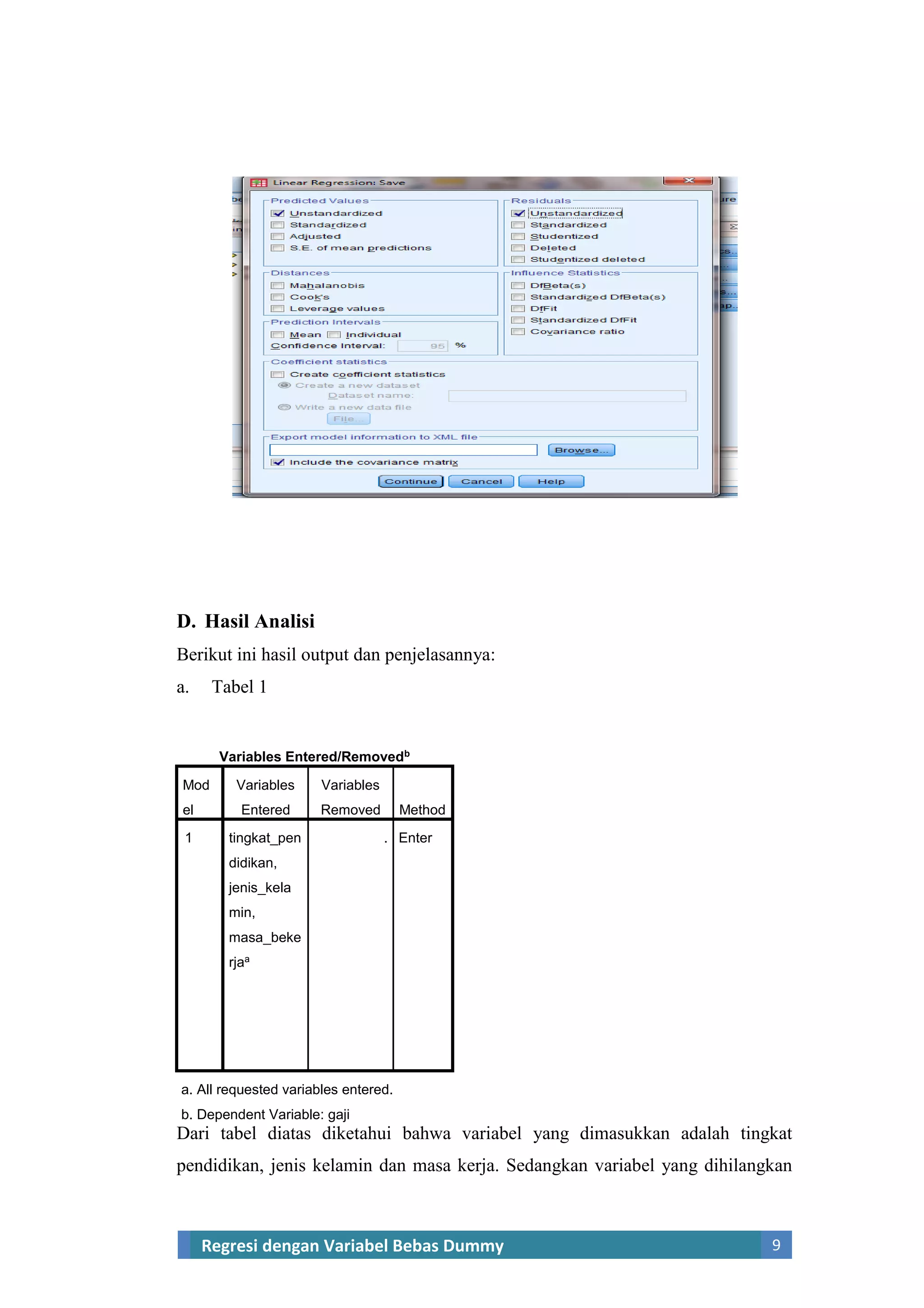 Model regresi dengan variabel bebas dummy | PDF