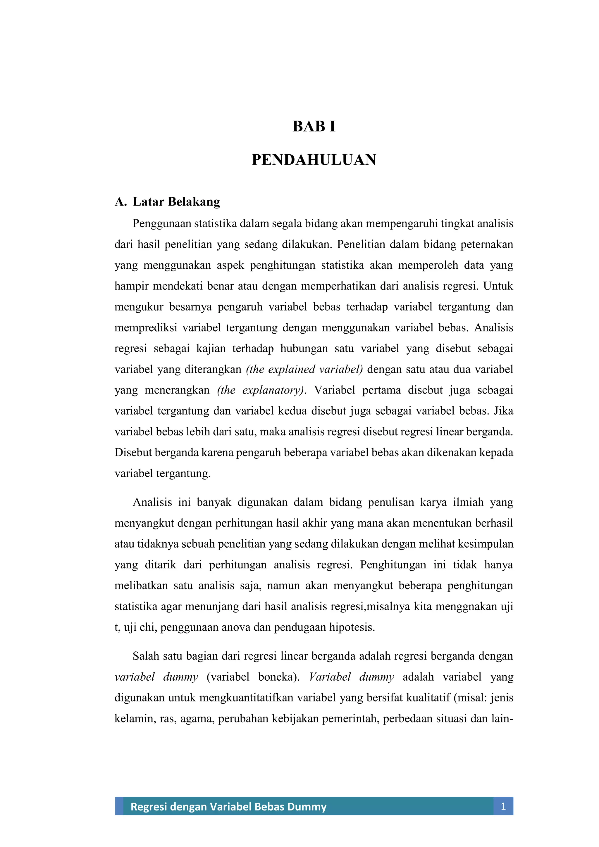 Model regresi dengan variabel bebas dummy | PDF