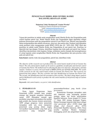Model Risk Control Matrix Mujiastono1 , Dody Mardiansyah2 , Gustian ...