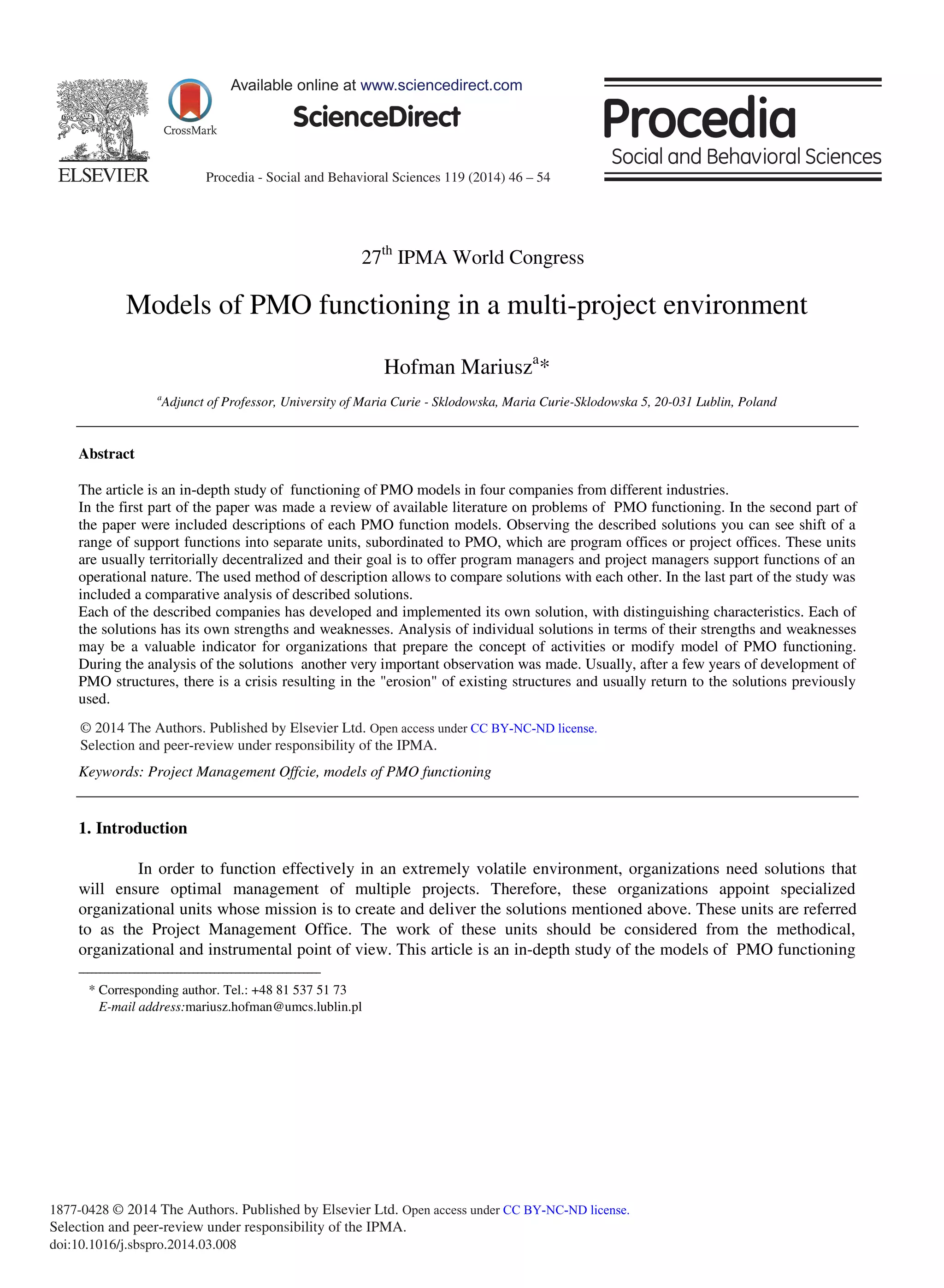 Models of-pmo-functioning-in-a-multi-project-environment 2014-procedia ...