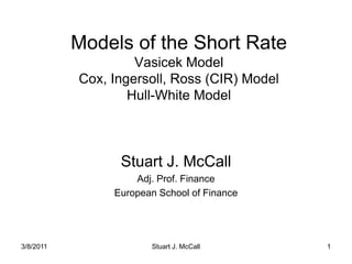 Models Of The Short Rate | PPT