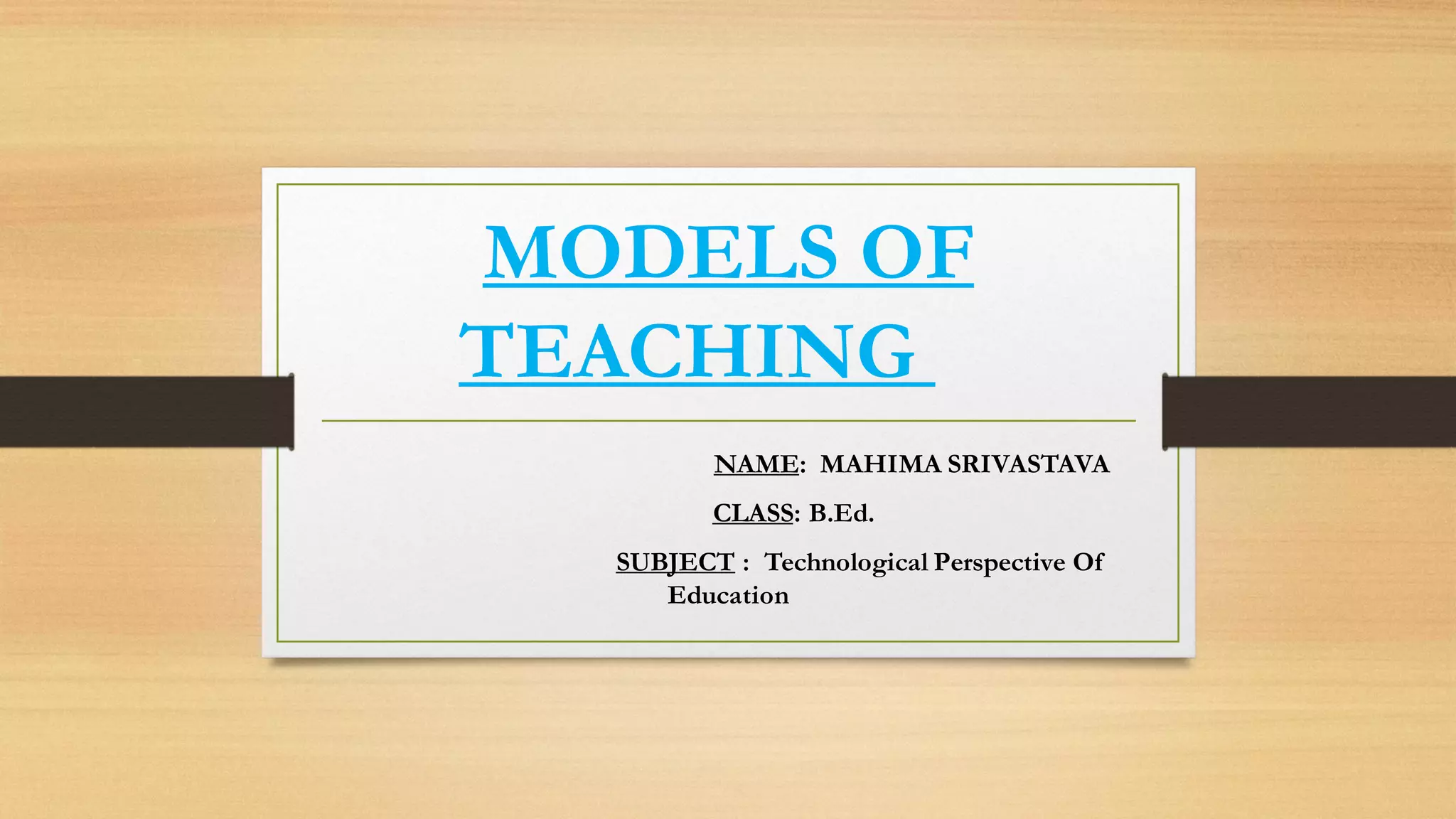 MODELS OF TEACHING | PDF