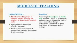 MODELS OF TEACHING | PDF