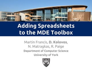 Adding Spreadsheets to the MDE Toolbox | PPT