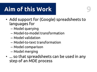 Adding Spreadsheets to the MDE Toolbox | PPT