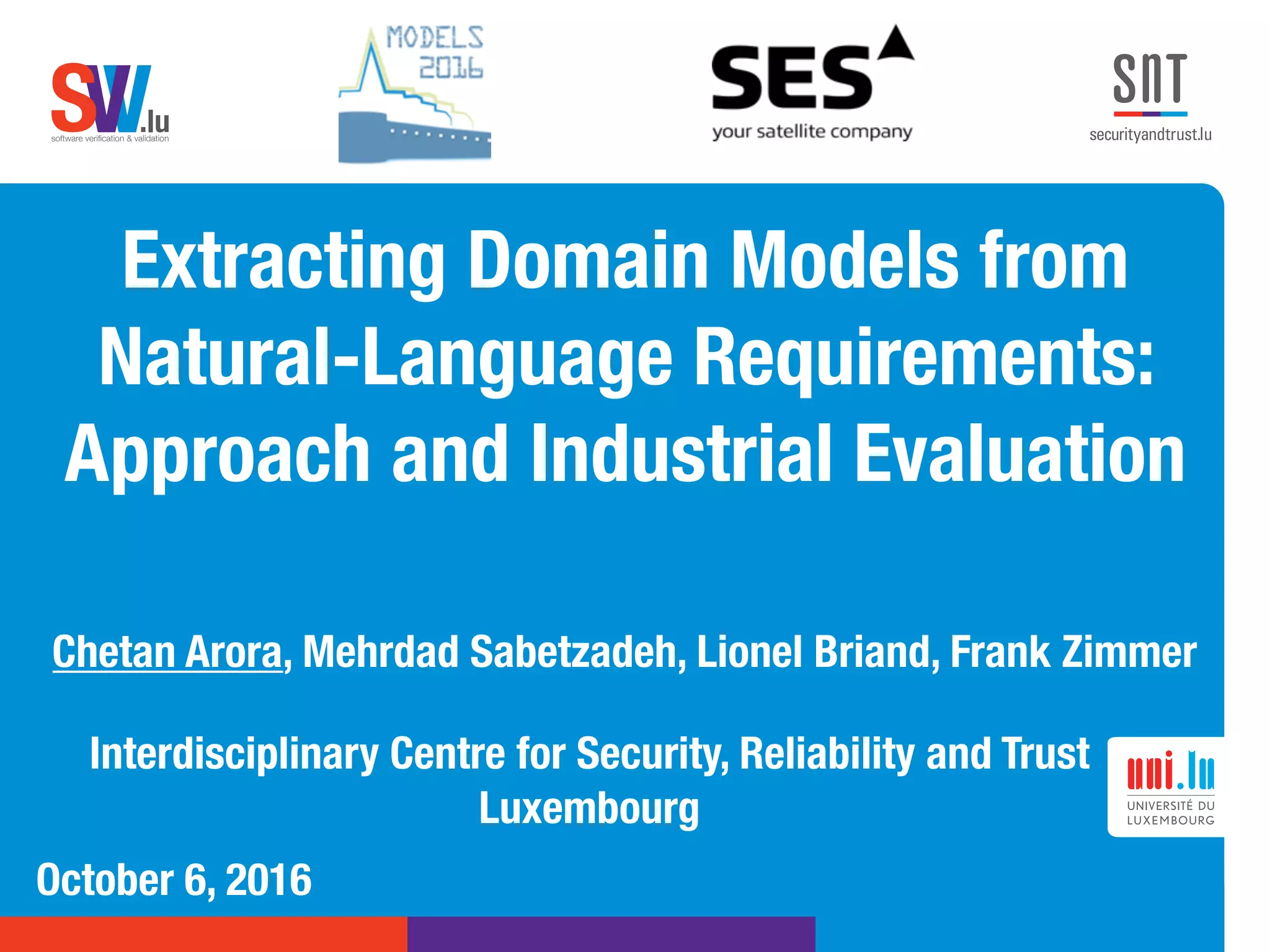 Extracting Domain Models From Natural Language Requirements Approach