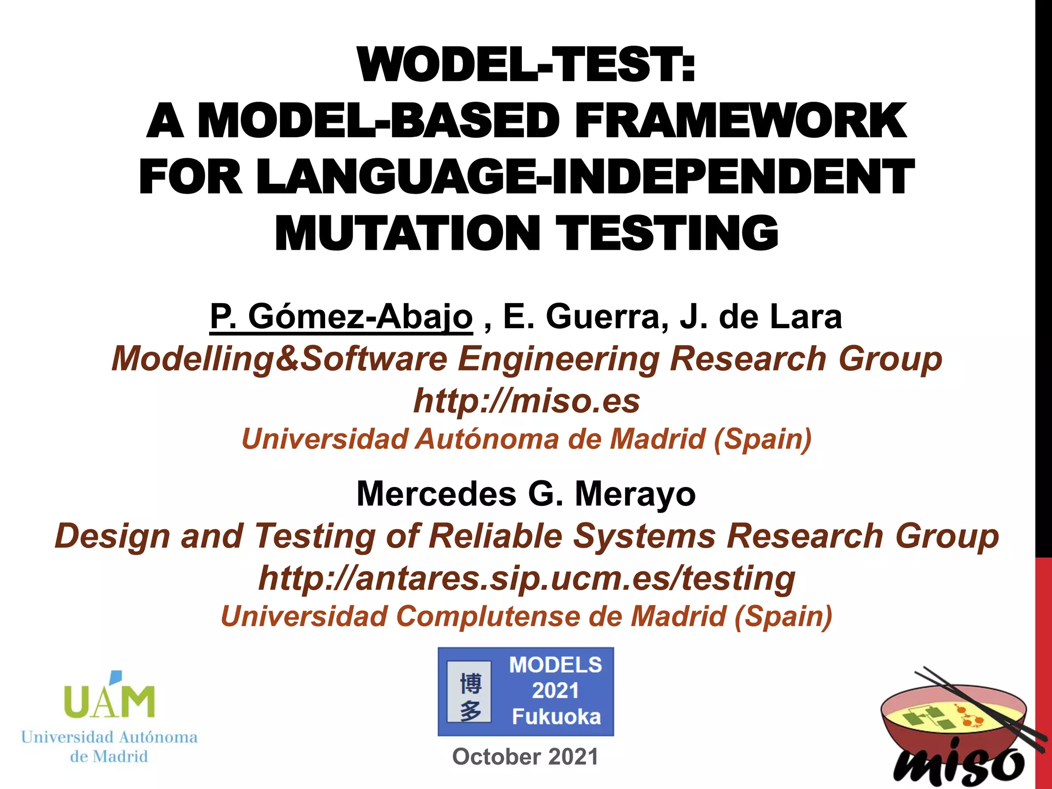 Wodel-Test: A Model-Based Framework for Language-Independent Mutation ...