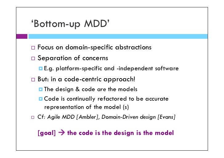Close Encounters in MDD: when models meet code