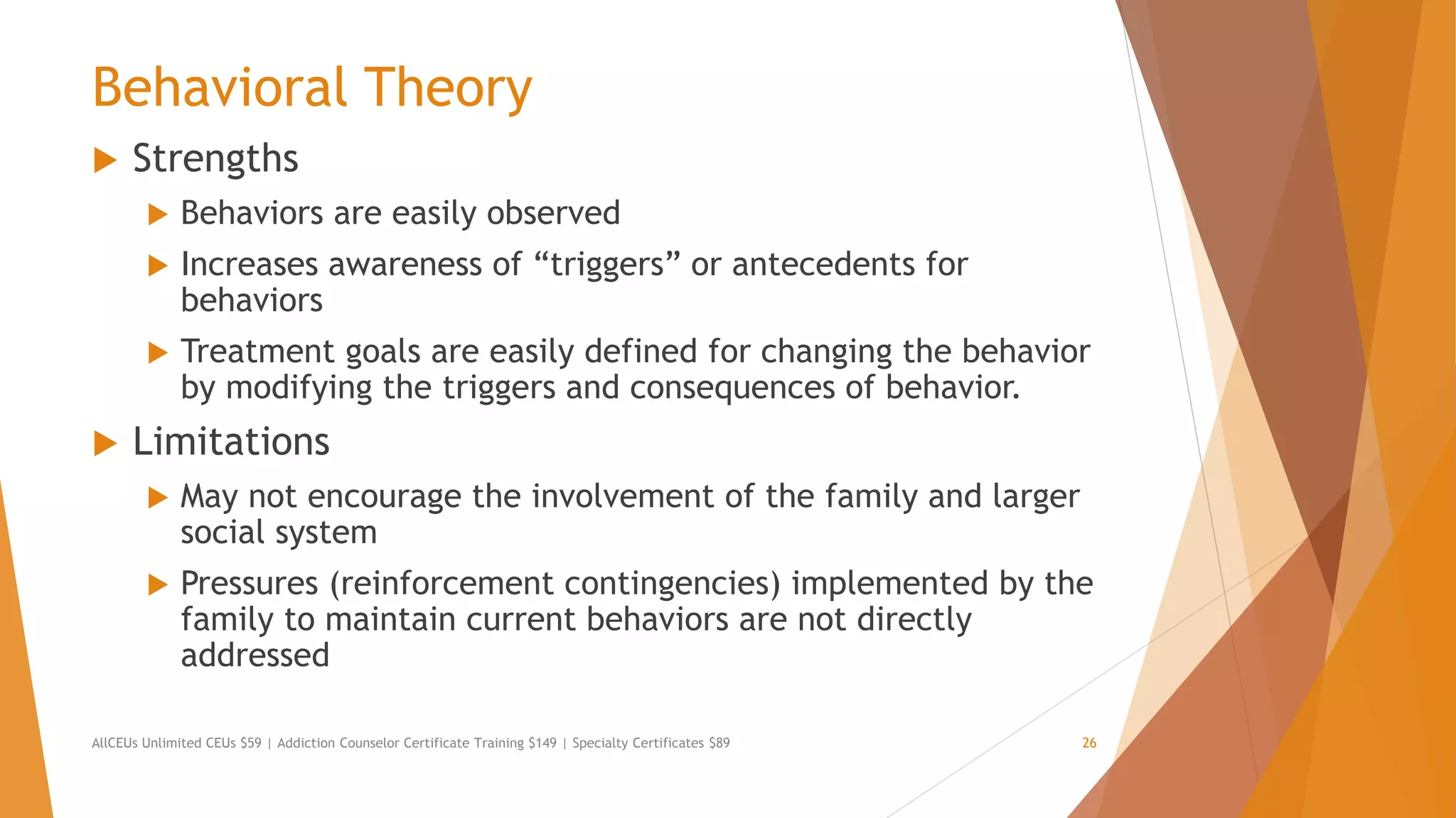 Addiction Counselor Certification Training Series: Models and theories ...