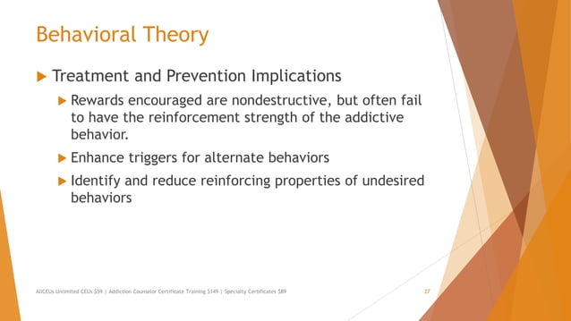 Addiction Counselor Certification Training Series: Models and theories ...