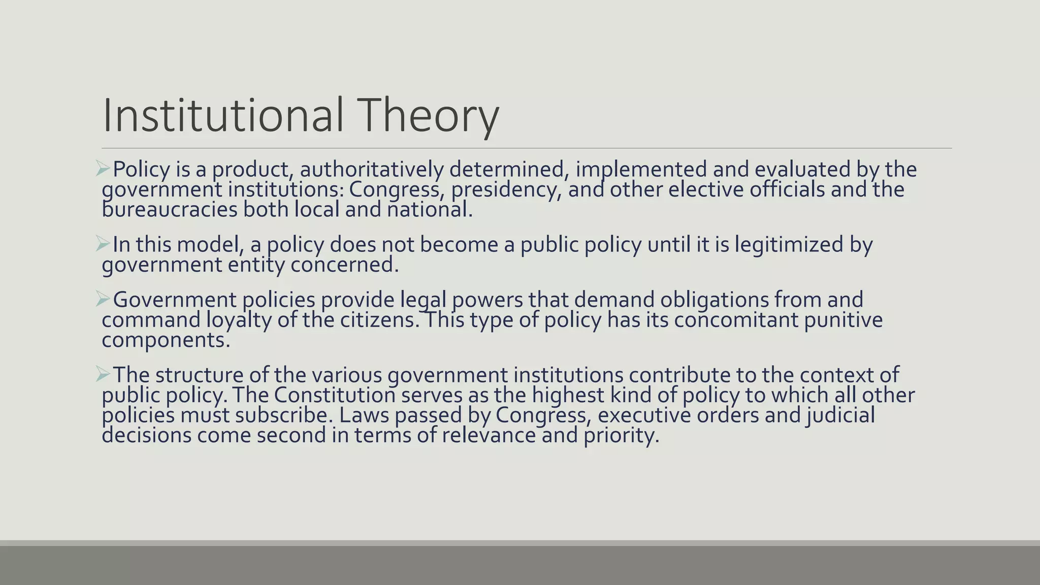 Models Approaches of Public Policy | PDF