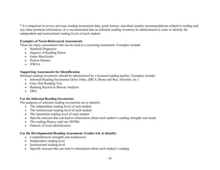 Model secondary plan for reading intervention and development | PPT