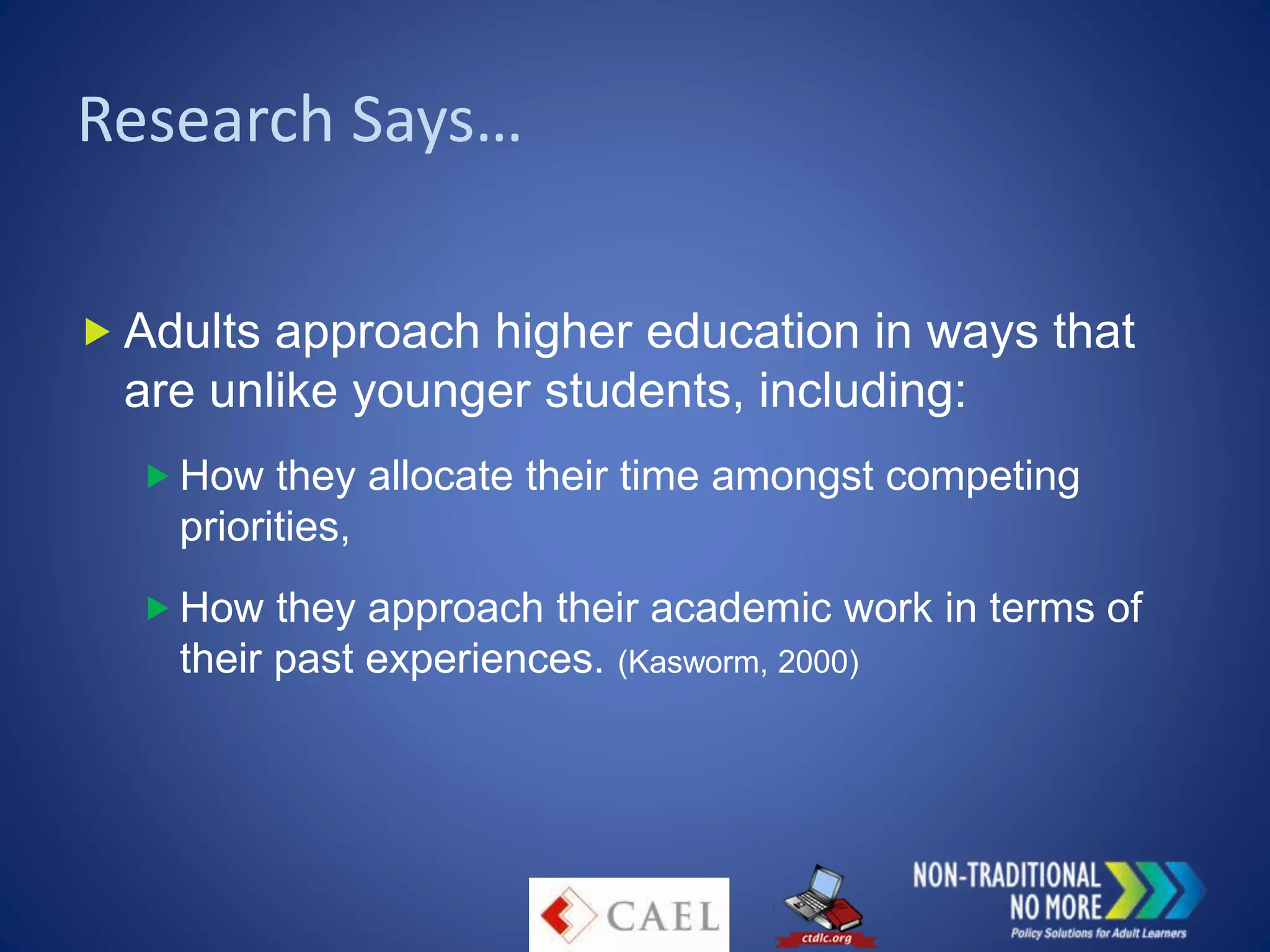 2010 Models for Adult Student Success | PPTX | College Planning ...