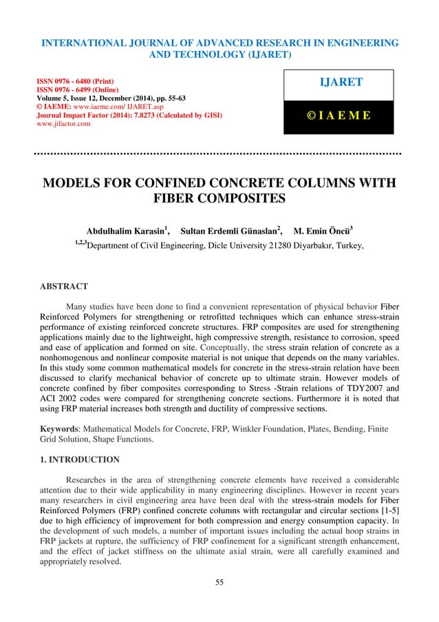 MODELS FOR CONFINED CONCRETE COLUMNS WITH FIBER COMPOSITES | PDF