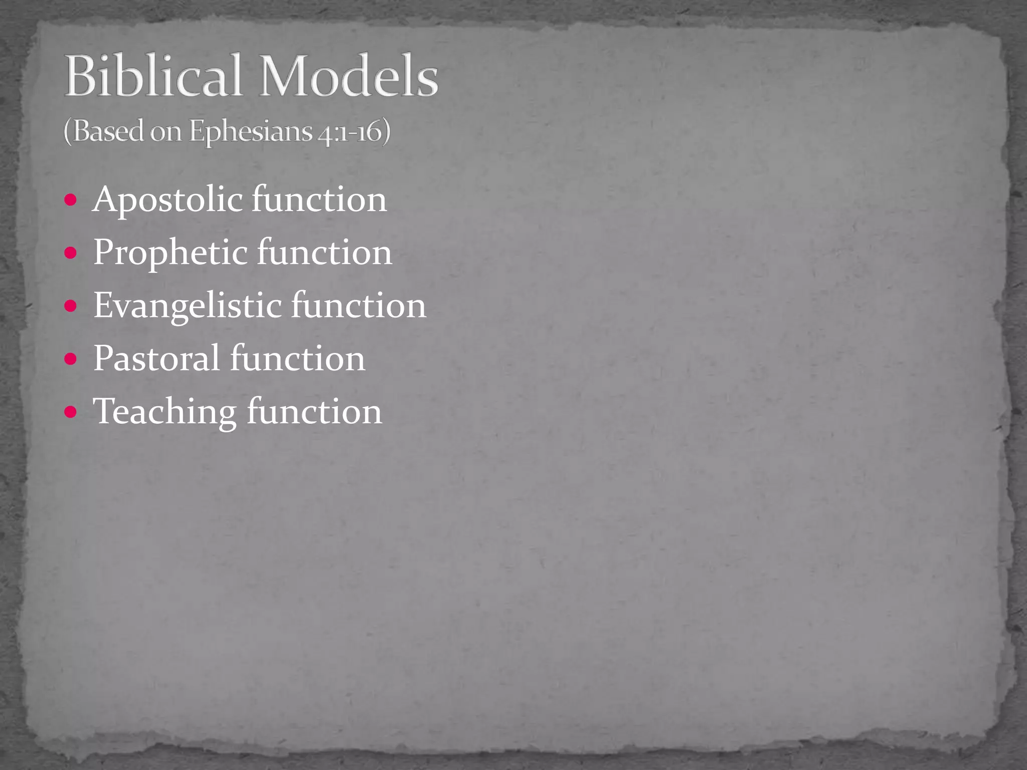 Models For Ministry | PPT
