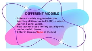 MODELS IN TEACHING LITERATURE. TESLS_Teaching | PPTX