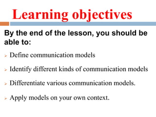 MODELS OF COMMUNICATION | PPTX