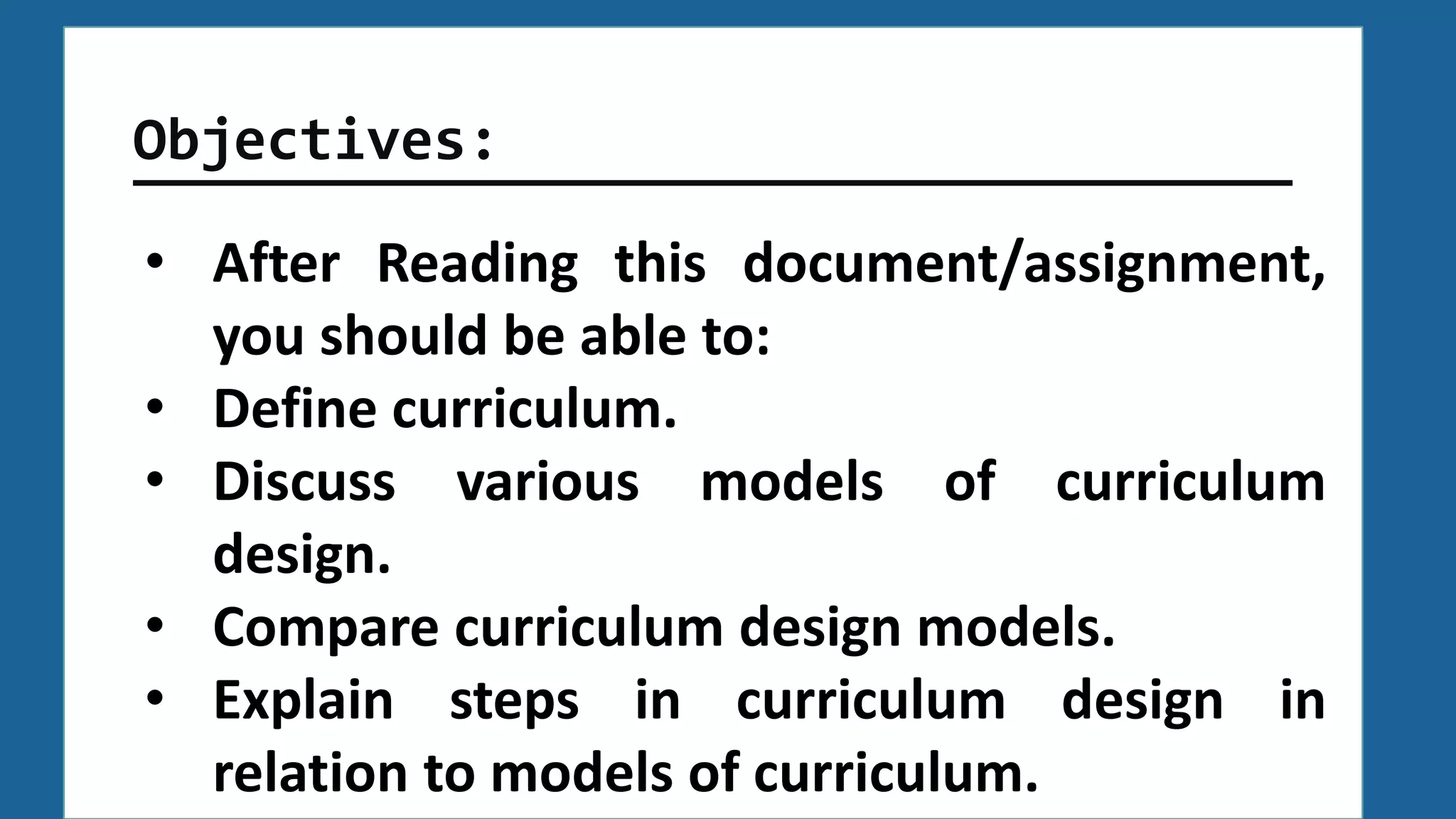 Dynamic model and Skilbeck Model of Curriculum | PPTX