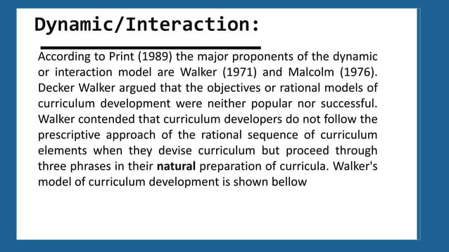 Dynamic model and Skilbeck Model of Curriculum | PPTX | Education ...
