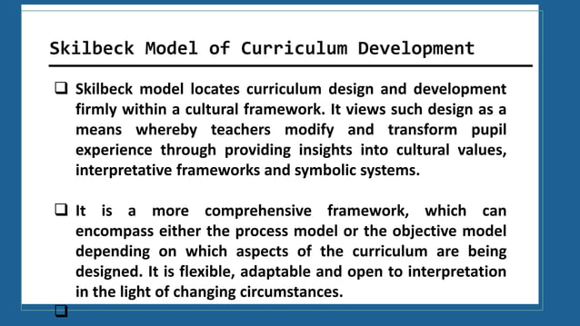 Dynamic model and Skilbeck Model of Curriculum | PPTX | Education ...