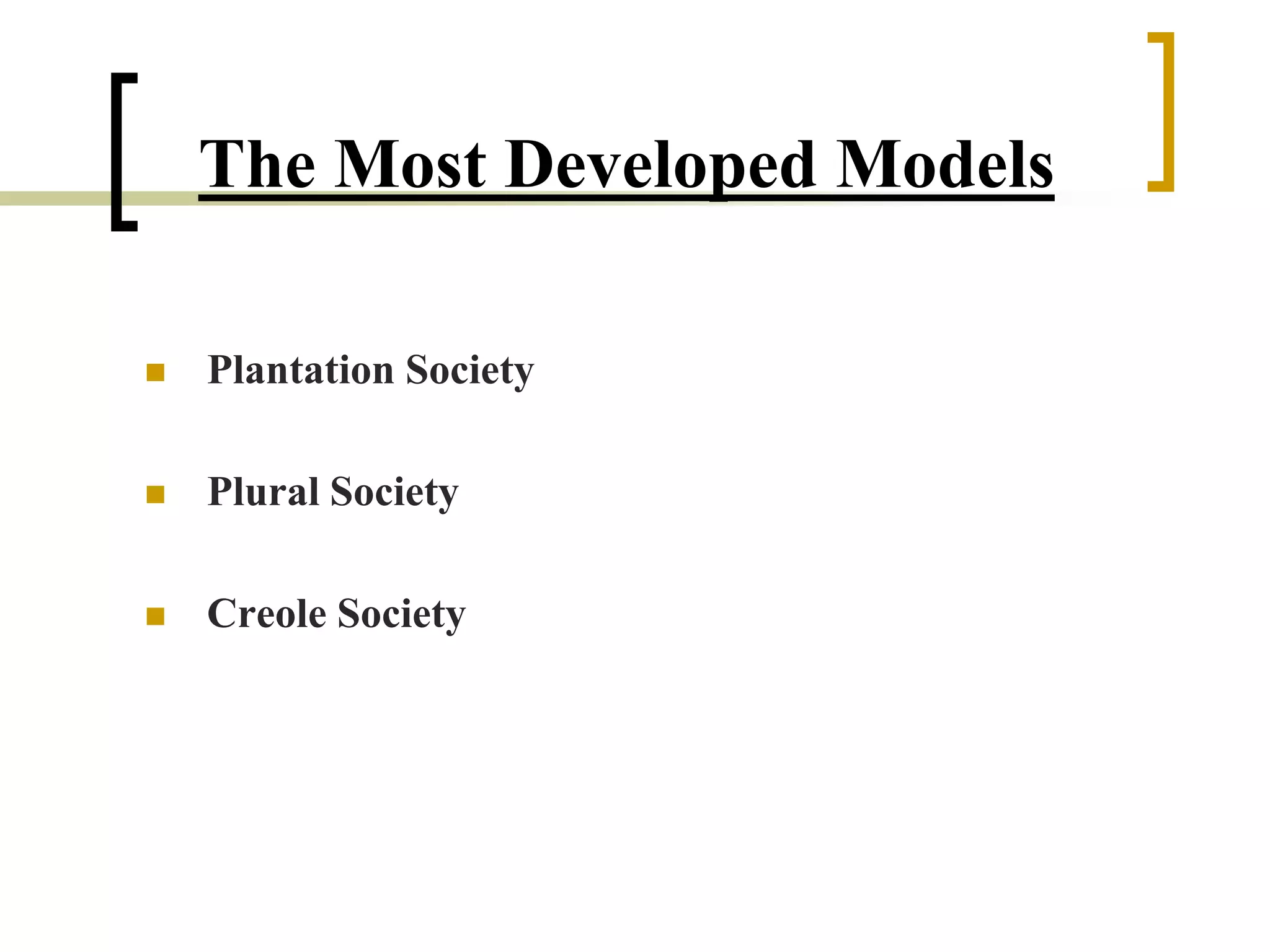 Models of Caribbean societies | PPT