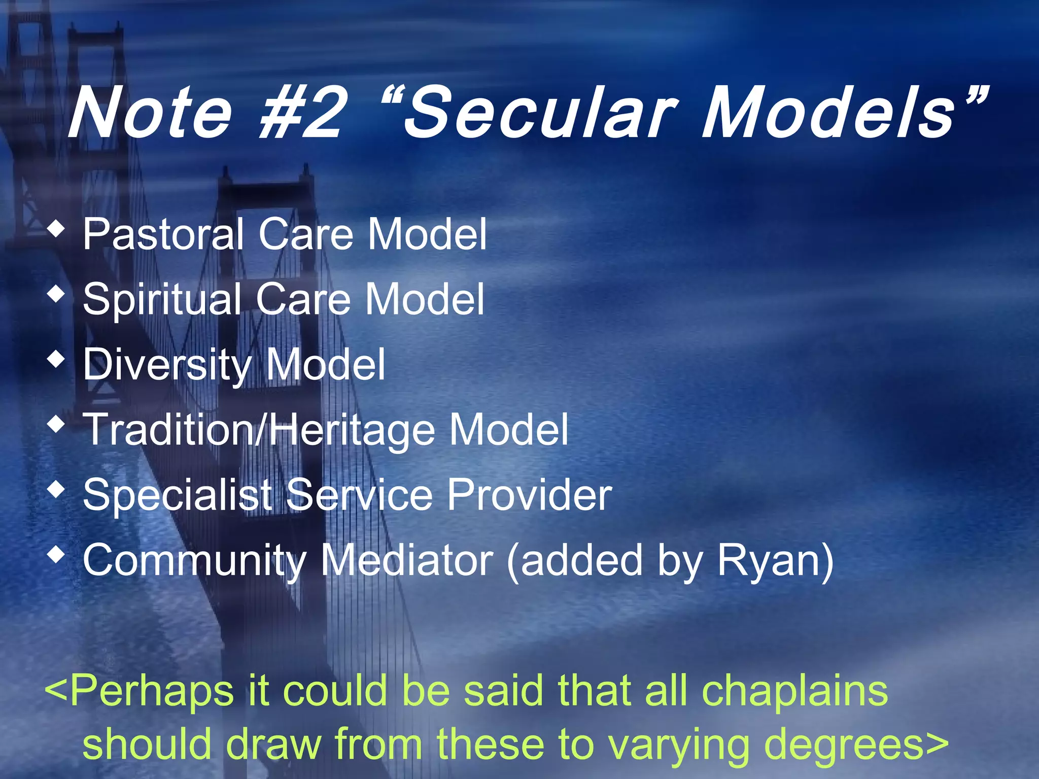 Models of Chaplaincy | PPT